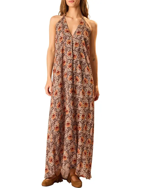 Natalie Martin Lola Floral Halter Maxi Dress - Multicolor