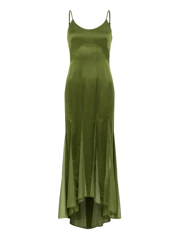 Azeeza Silk Charmeuse Chiffon High-low Dress - Green