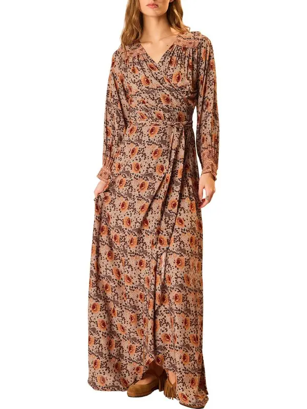 Natalie Martin Kate Floral Gathered Wrap Maxi Dress - Multicolor