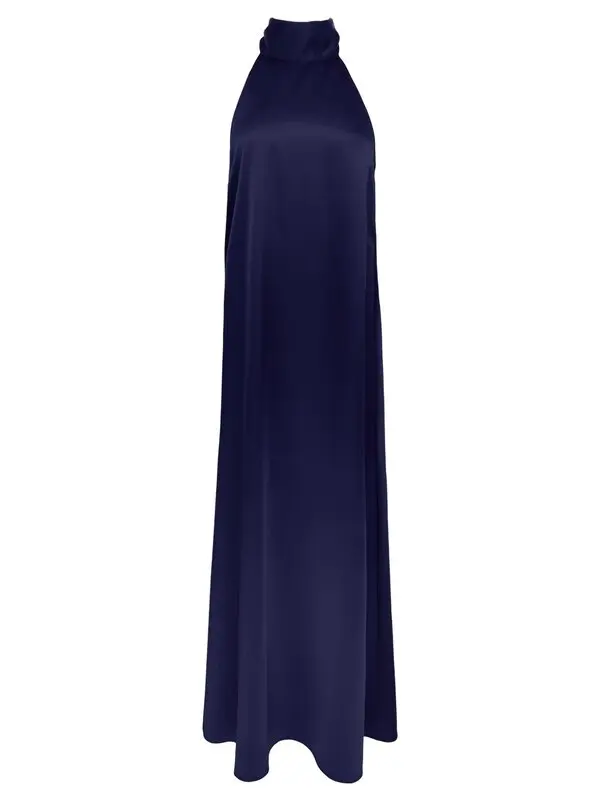Azeeza Meera Satin Halterneck Midi Dress - Blue