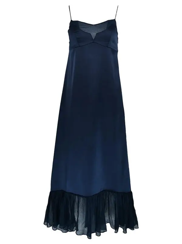 Azeeza Layla Satin Chiffon A-line Midi Dress - Blue