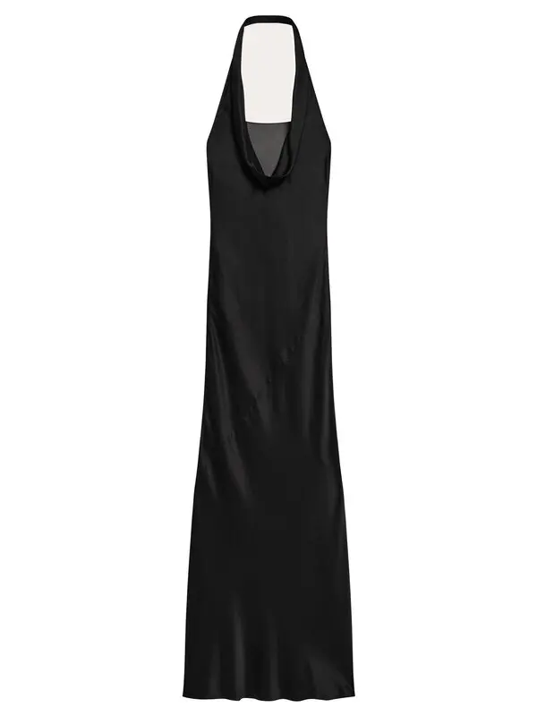 Helmut Lang Silk Bias-cut Cowl Neck Maxi Dress - Black