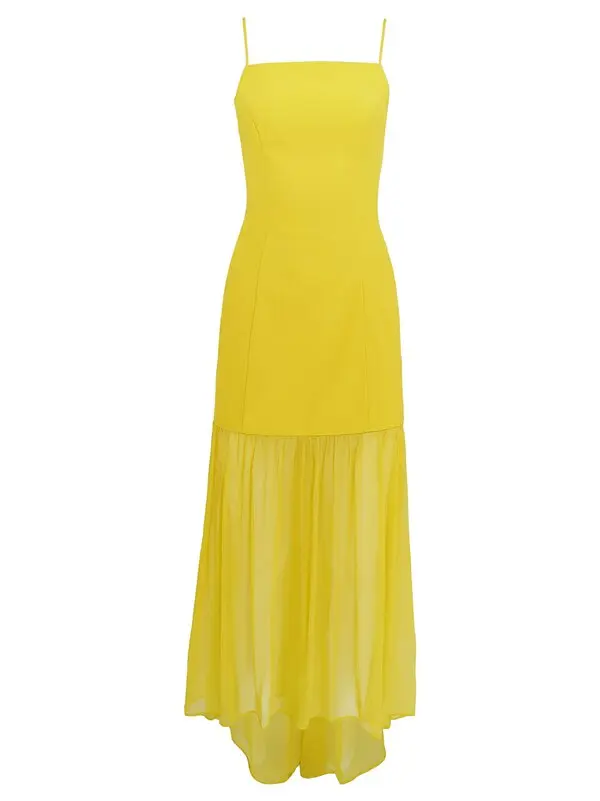 Azeeza Paloma Satin Chiffon Combo Midi Dress - Yellow