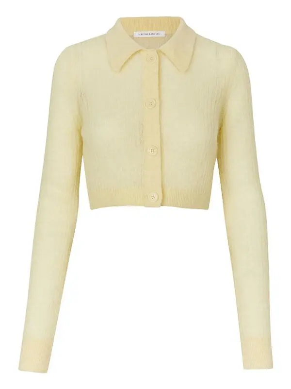 Cecilie Bahnsen Jacqueline Ribbed Alpaca-blend Cardigan - Yellow