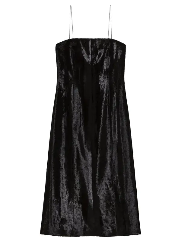Helmut Lang Faux Pony Hide Fitted Midi Dress - Black