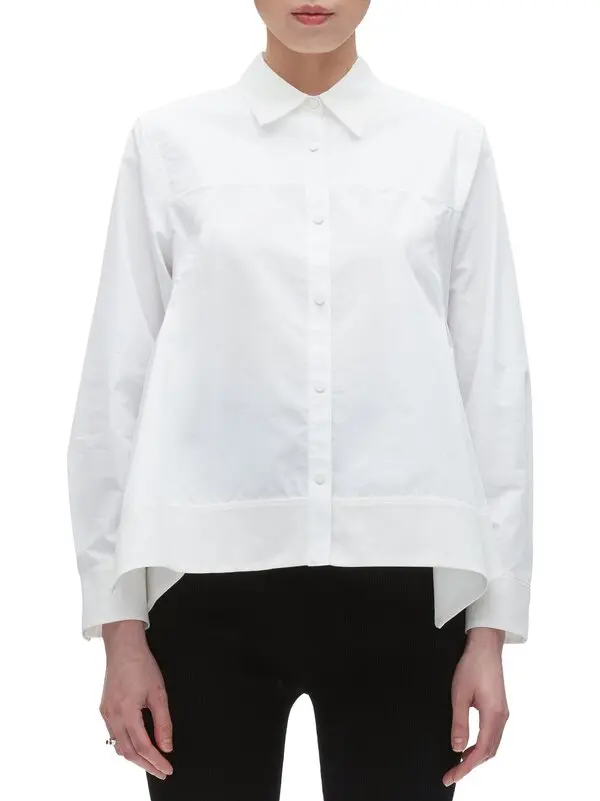 3.1 Phillip Lim Techno Poplin Flounce-hem Shirt - White