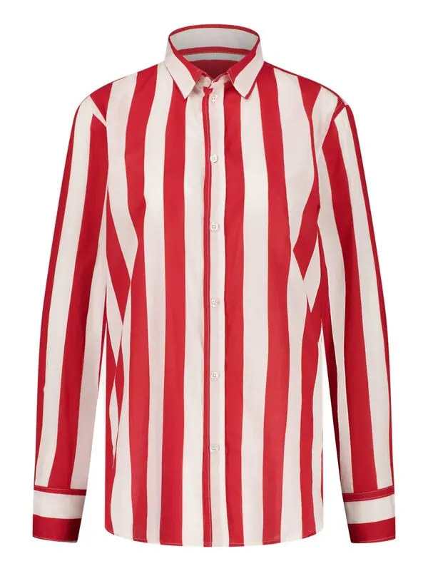 GIRLSMUSTHAVE Irina Stripe Cotton Button-up Shirt - Red