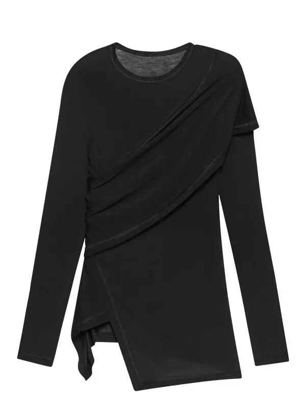 Helmut Lang Jersey Protection Long-sleeve Wrap Top - Black