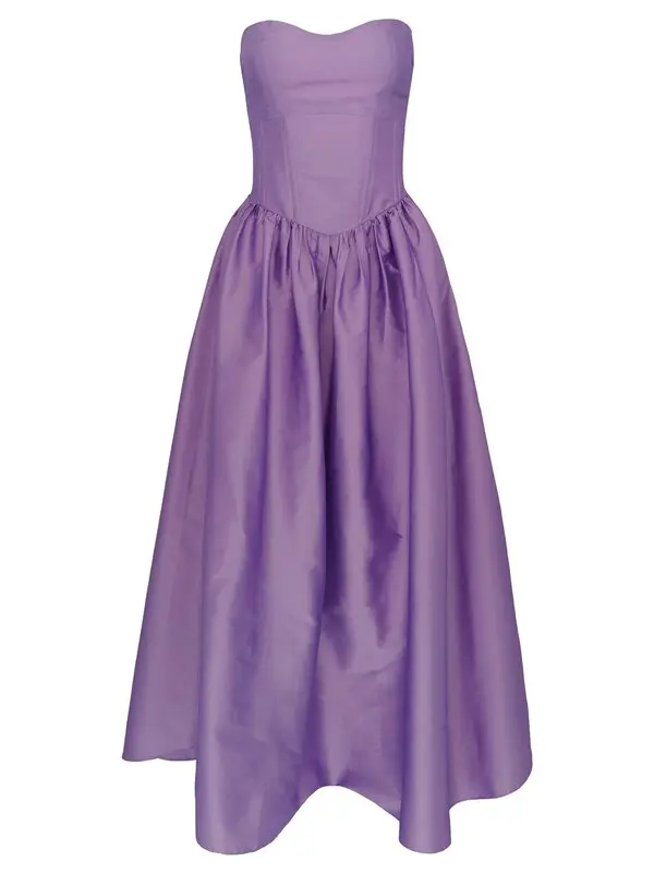 Azeeza Naina Gathered Taffeta Midi Dress - Purple