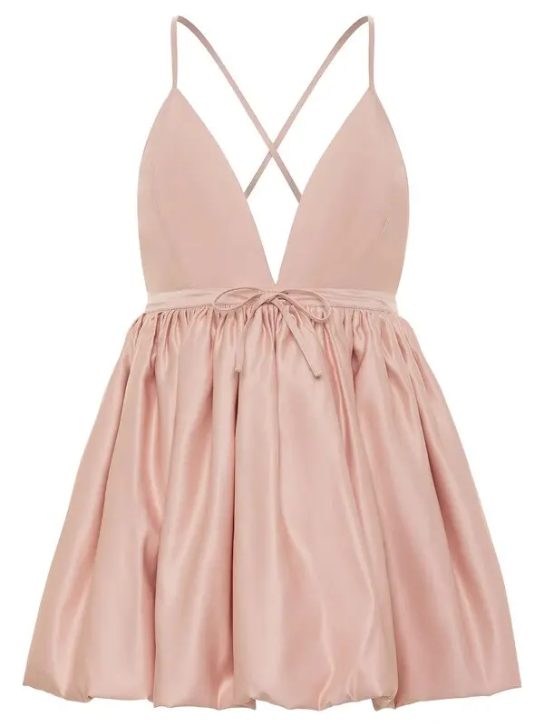 Azeeza Martine Satin Bubble-hem Mini Dress - Pink