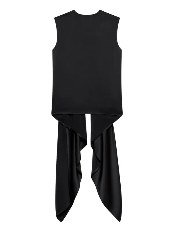Helmut Lang Silk Satin Reversible Scarf Drape Top - Black
