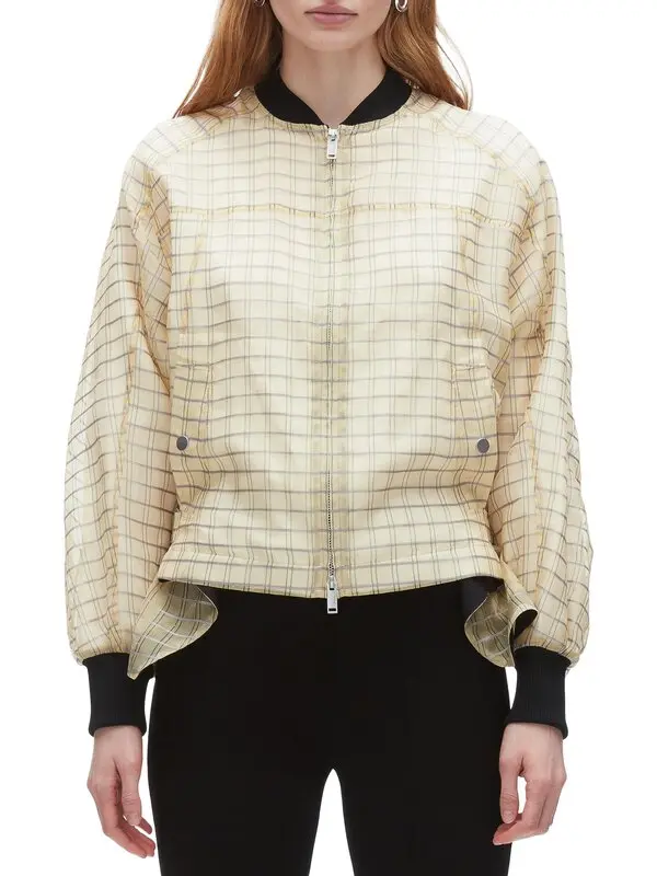 3.1 Phillip Lim Plaid Silk Organza Bomber Jacket - Neutral