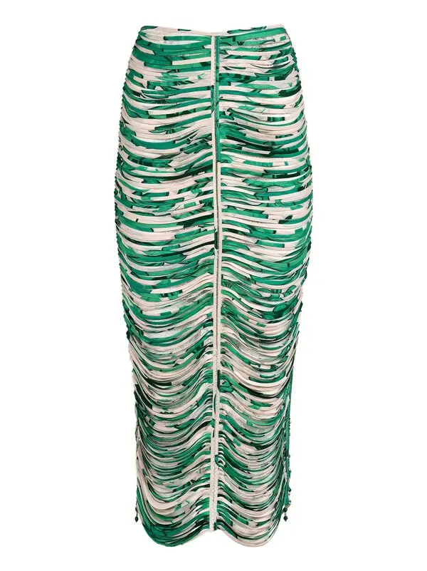 FRANCESCA MIRANDA Danielle Floral Silk Midi Skirt - Green