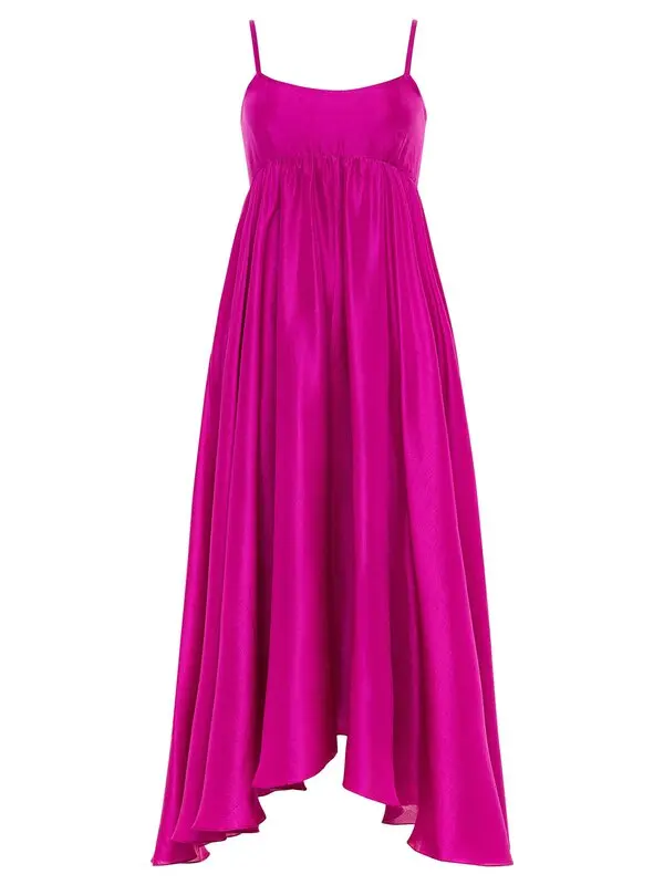 Azeeza Rachel Raw Silk Midi Dress - Pink