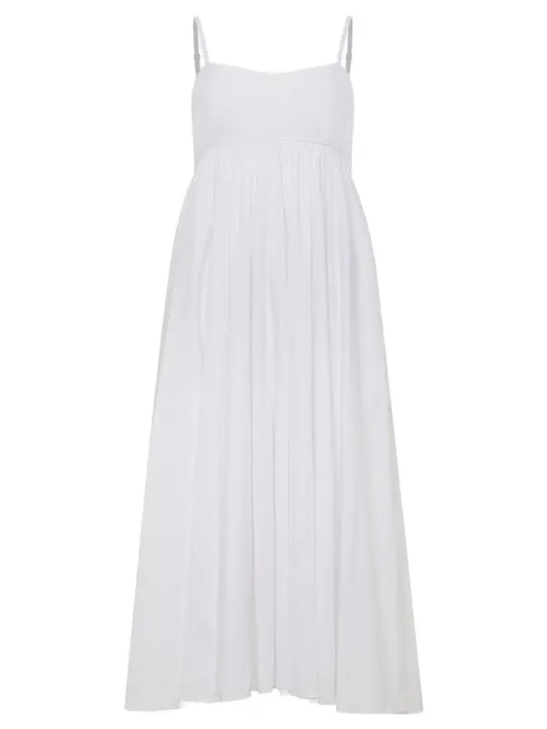 Azeeza Rachel Gathered-waist Cotton Midi Dress - White