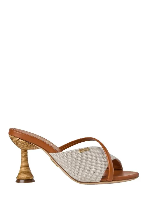 Rodo Mabella 80 Asymmetric Leather Linen Sandal - Neutral