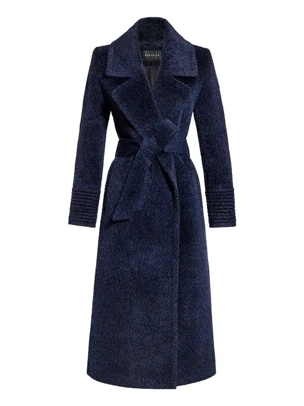 Sentaler Bouclé Alpaca Long Wrap Coat - Blue