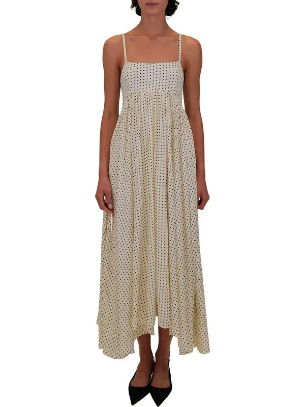 Azeeza Rachel Polka Dot Silk Empire Midi Dress - Multicolor