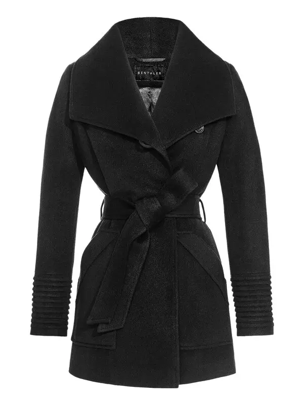 Sentaler Wide-collar Wrap Coat - Black
