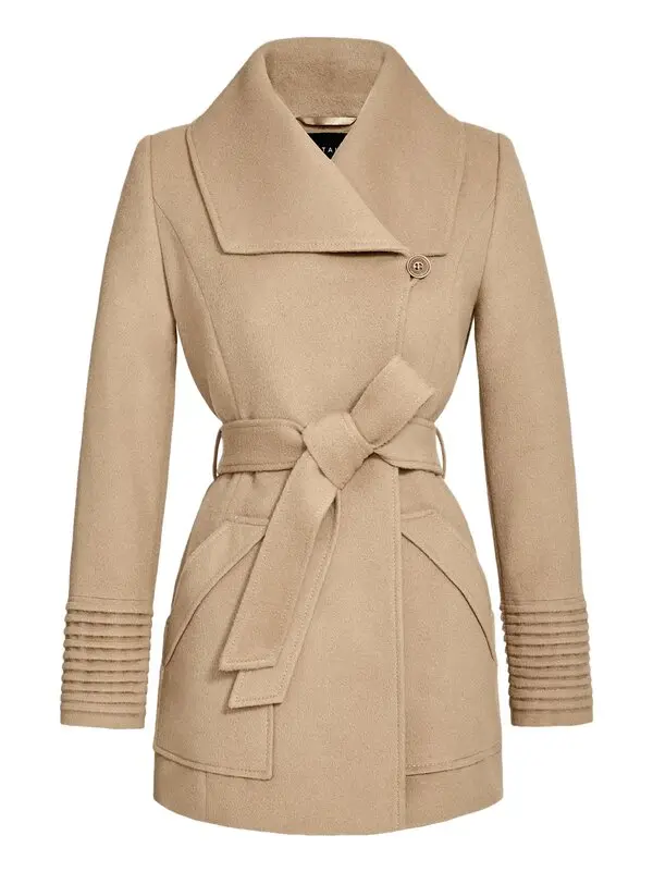 Sentaler Wide-collar Wrap Coat - Camel