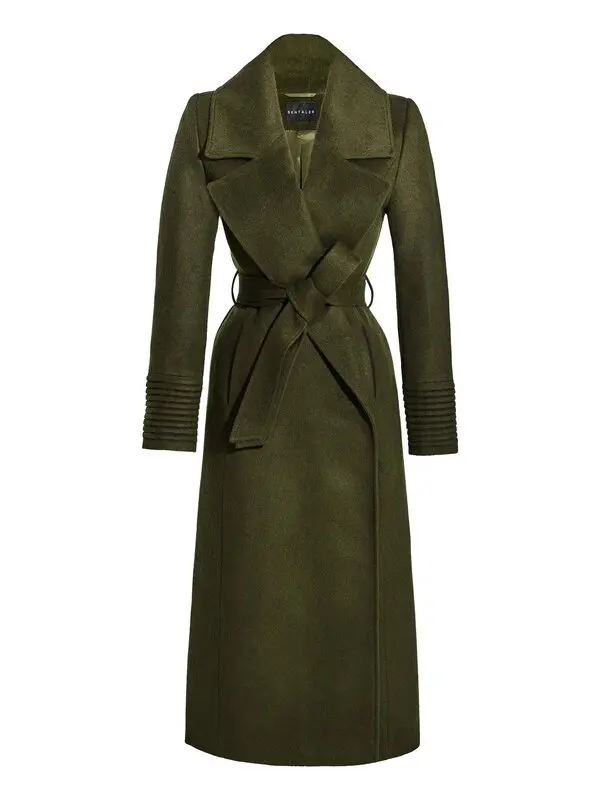Sentaler Alpaca Wool Oversized Long Wrap Coat With Notch Collar - Green