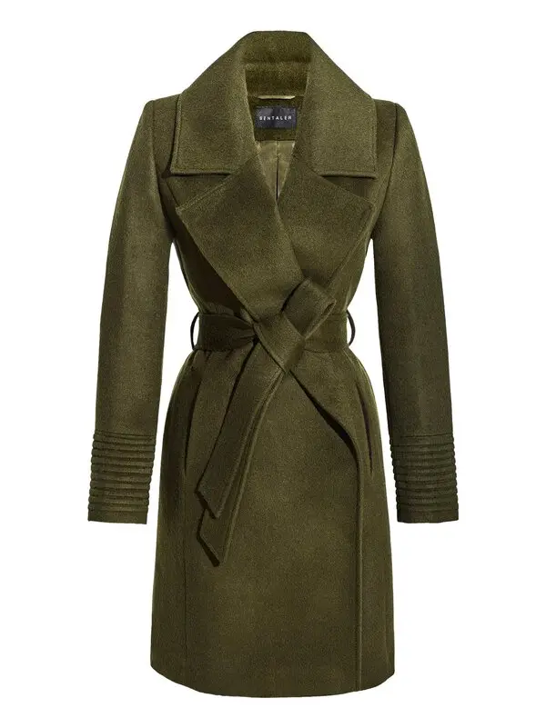 Sentaler Alpaca Wool Oversized Midi Wrap Coat - Green