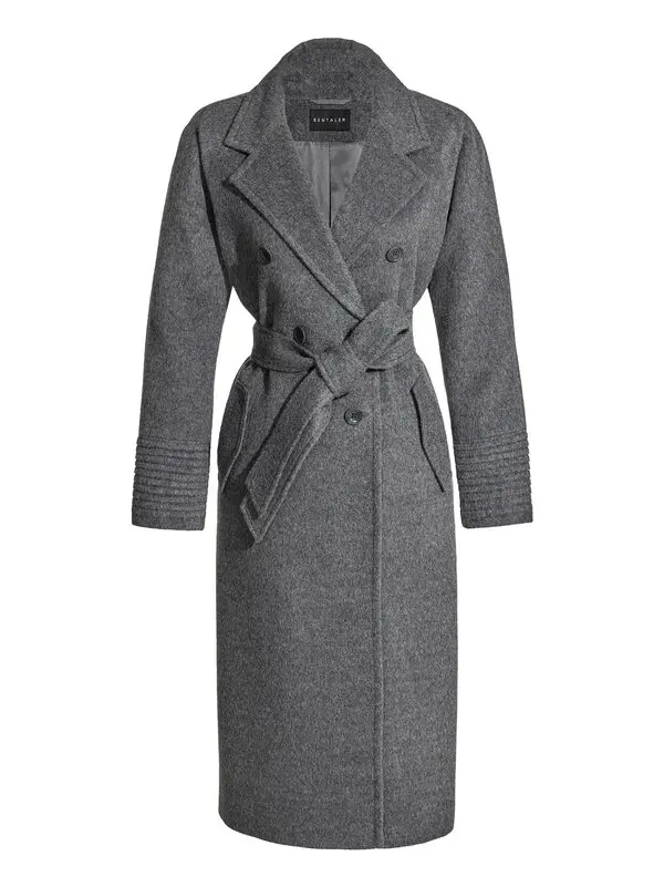 Sentaler Alpaca Wool Long Double-breasted Coat - Grey
