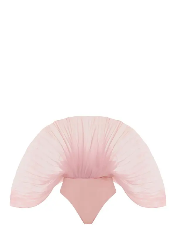 ANDREA IYAMAH Sombra Pleated Organza Bodysuit - Pink