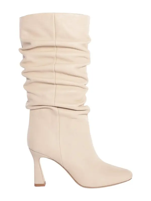 JUWELINA PARIS Squeen Ruched Leather Boot - White