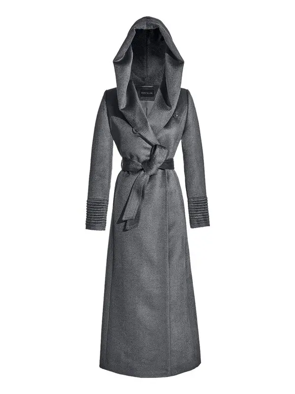 Sentaler Suri Alpaca Hooded Maxi Wrap Coat - Grey