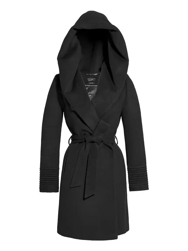 Sentaler Hooded Midi Wrap Coat - Black