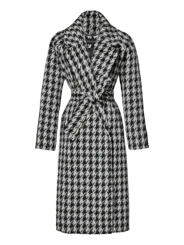 Sentaler Houndstooth Alpaca Raglan Long Coat - Multicolor