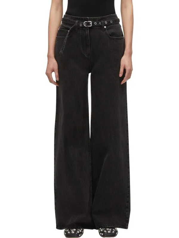 3.1 Phillip Lim Belted Wide-leg Jeans - Black