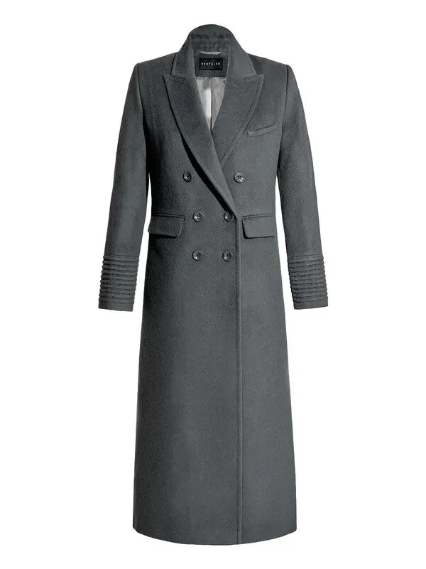 Sentaler Alpaca Wool Peaked Double-breasted Maxi Coat - Grey