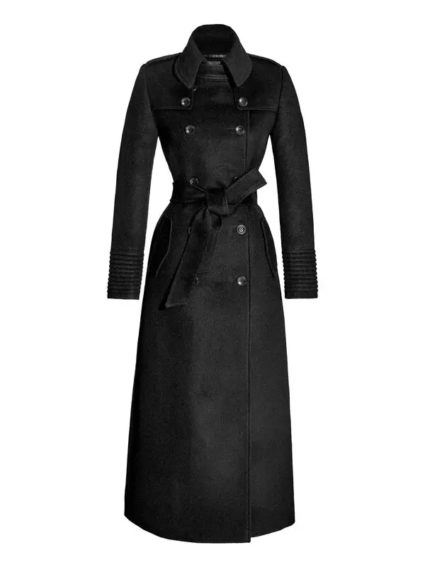 Sentaler Alpaca Wool Maxi Trench Coat - Black