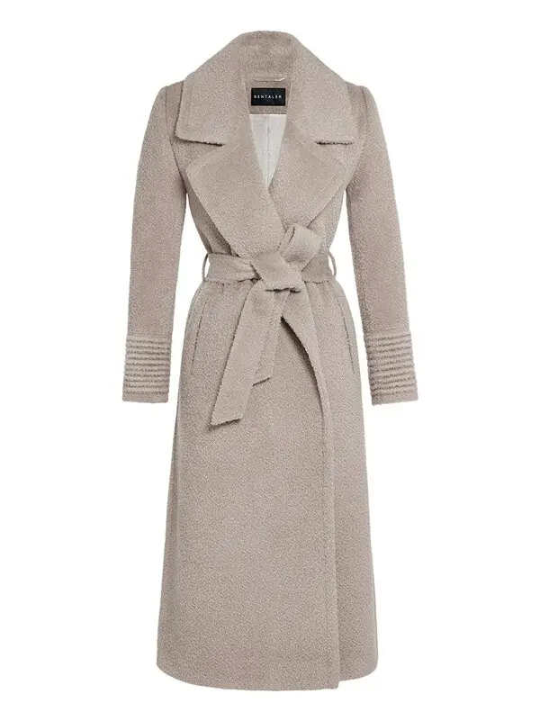 Sentaler Bouclé Alpaca Notch Collar Wrap Coat - Neutral