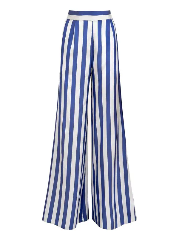 FRANCESCA MIRANDA Acqua Stripe Silk Wide-leg Pants - Multicolor