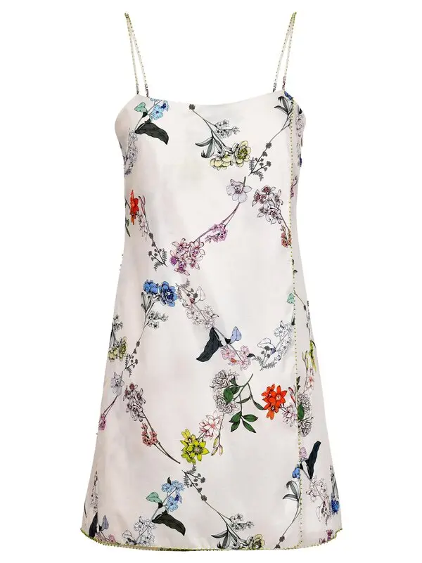 FRANCESCA MIRANDA Limon Floral Cotton Mini Slip Dress - White