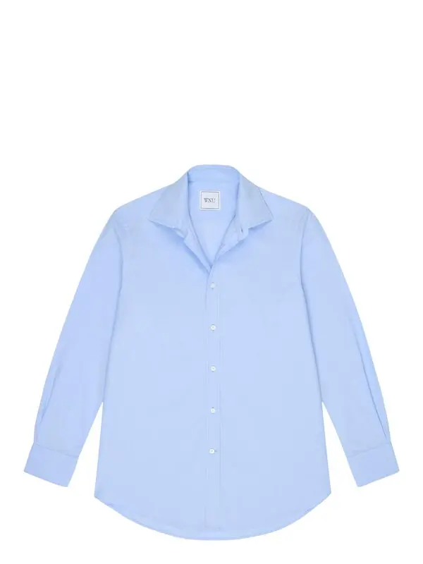 WITH NOTHING UNDERNEATH Boyfriend Fine Poplin Shirt - Blue