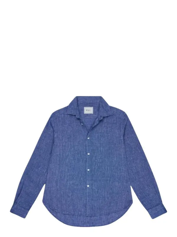 WITH NOTHING UNDERNEATH Classic Linen Shirt - Blue