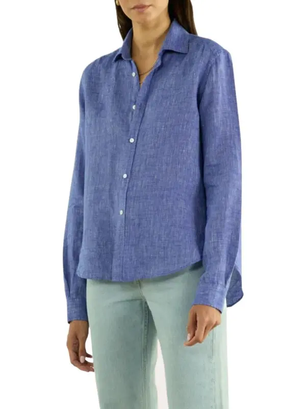 WITH NOTHING UNDERNEATH Classic Linen Shirt - Lapis Blue