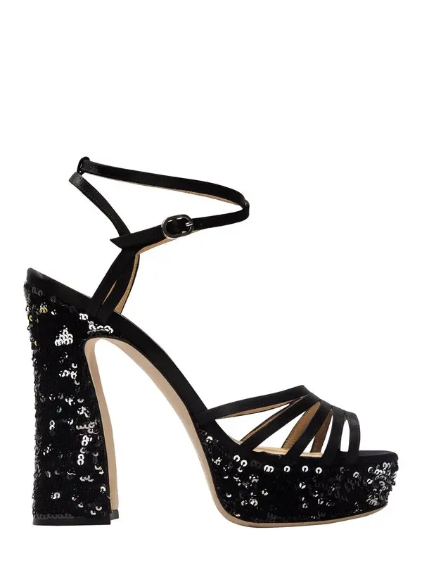 JUWELINA PARIS Tems Sequin-embellished Platform Sandal - Black