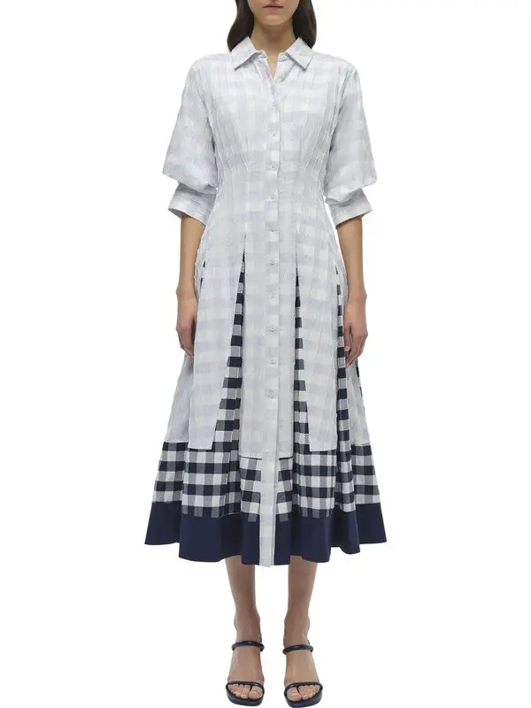 Simkhai Jazz Gingham Cotton Fil-coupe Pintuck Midi Dress - Blue