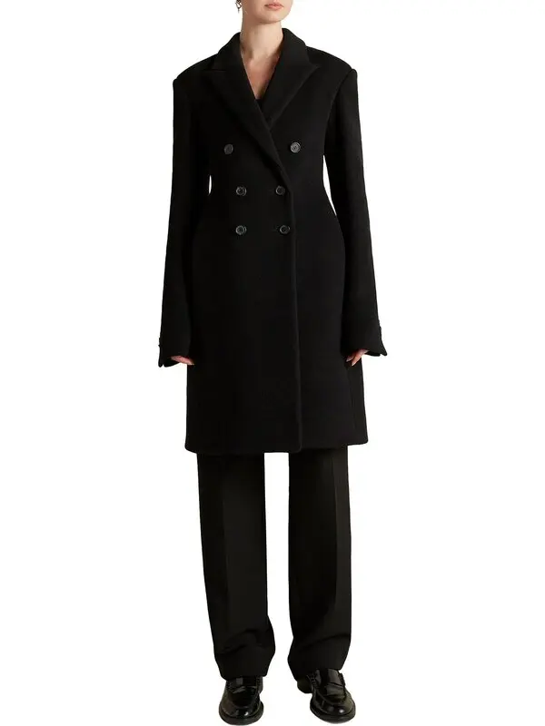 Marina Moscone Wool Basque Overcoat - Black