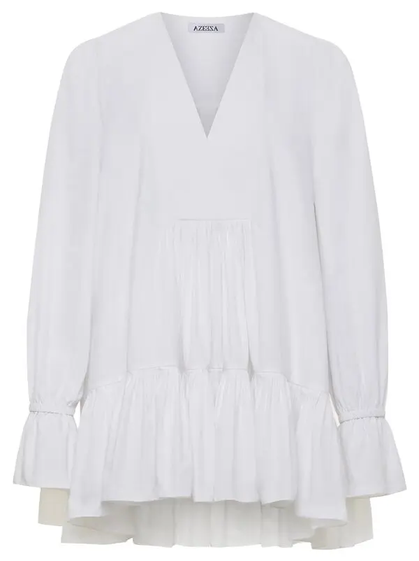 Azeeza Thistle Tiered Cotton-poplin Mini Dress - White