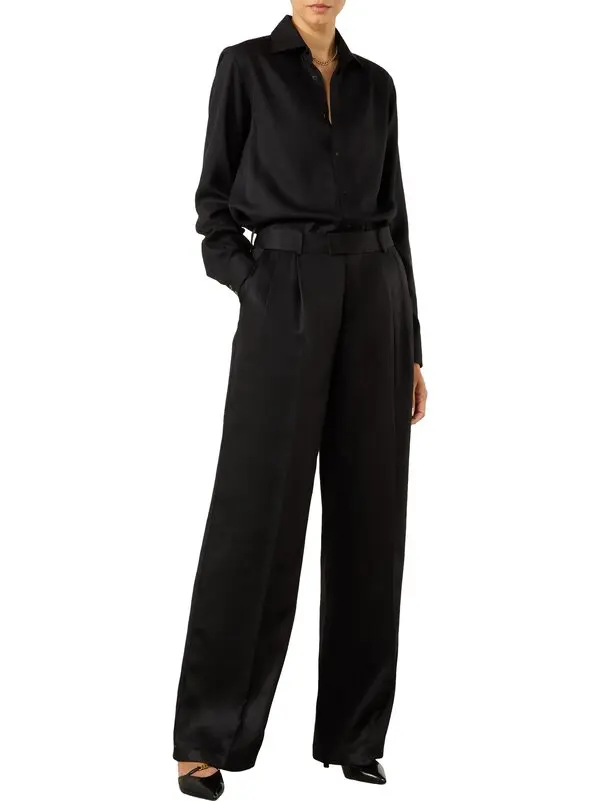 WITH NOTHING UNDERNEATH Rampling Satin Tencel Wide-leg Trousers - Black