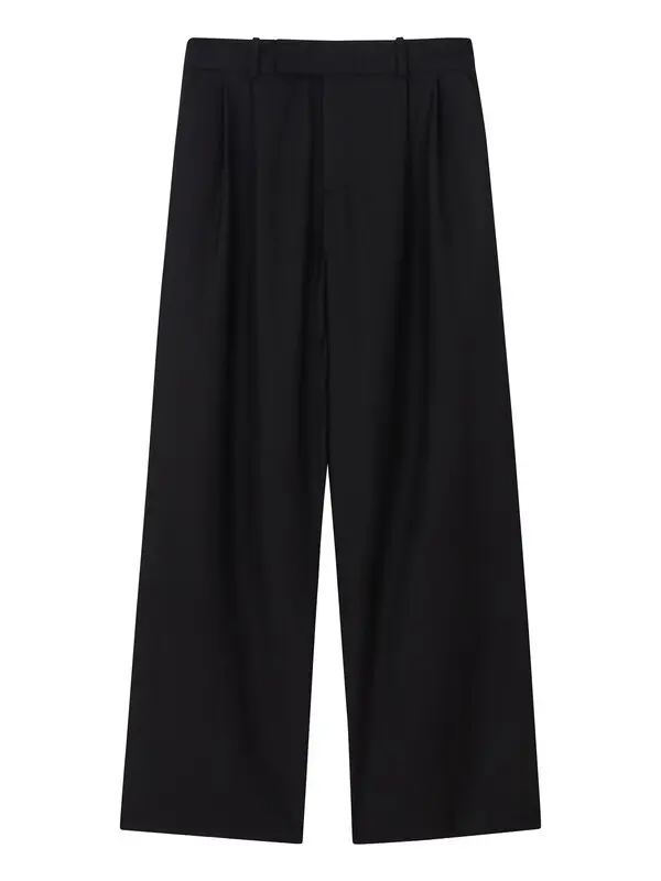WITH NOTHING UNDERNEATH Rampling Wool Wide-leg Trousers - Black