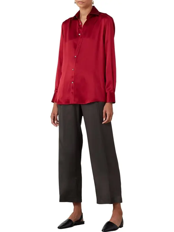 WITH NOTHING UNDERNEATH Boyfriend Silk-satin Shirt - Red