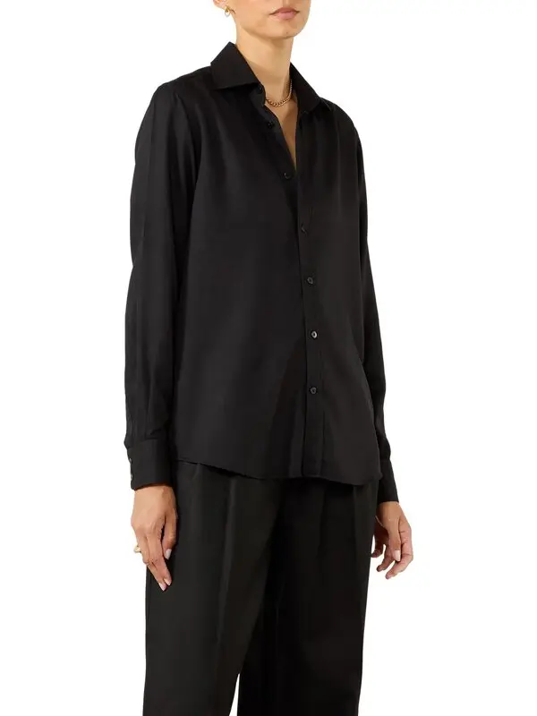 WITH NOTHING UNDERNEATH The Boyfriend Tencel Shirt - Black