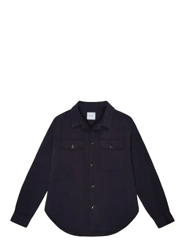 WITH NOTHING UNDERNEATH Brushed Twill Overshirt - Blue